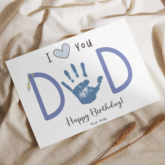Dad Birthday Gift from Kids Printable, DIY Custom Handprint Craft Card ...