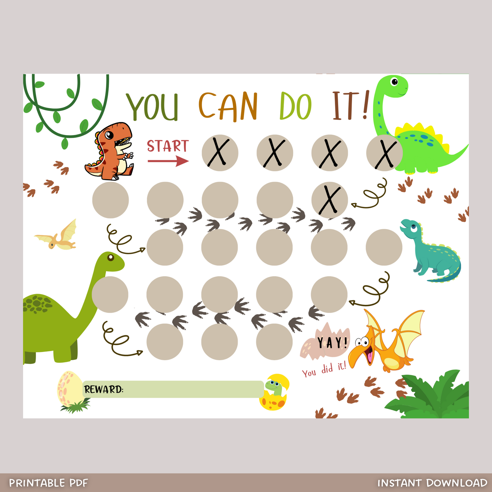 Dinosaur Reward Chart For Kids, Printable T-Rex Behavior Sticker Chore ...