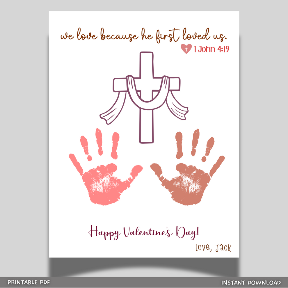 Handprint Bible Verse Craft Printable, Valentine’s Day Christian Art ...