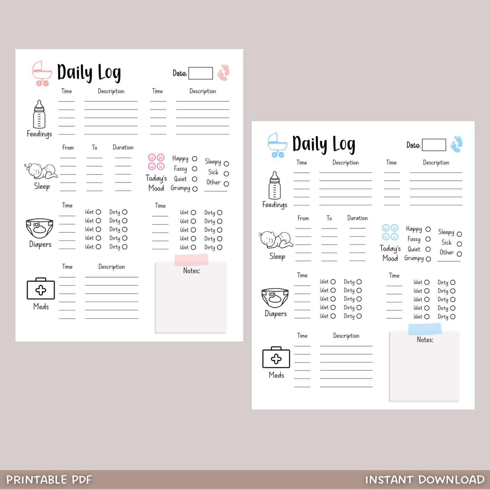 Infant Daily Log Printable, Baby Daycare Tracker Template, Nanny Log ...