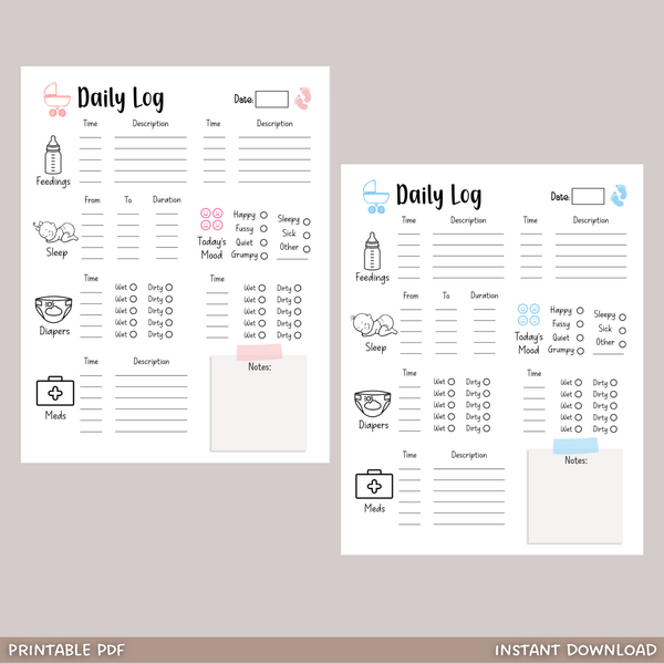 Infant Daily Log Printable, Baby Daycare Tracker Template, Nanny Log ...