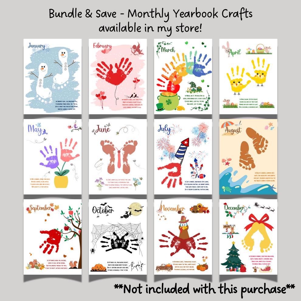 August Handprint Footprint Crafts Printable, DIY Summer Art for Kids ...