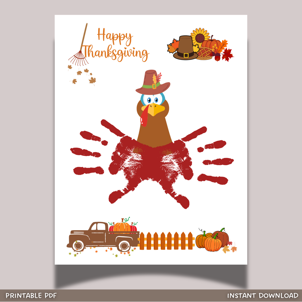 Happy Thanksgiving Handprint Crafts, Preschool Turkey Autumn Art ...