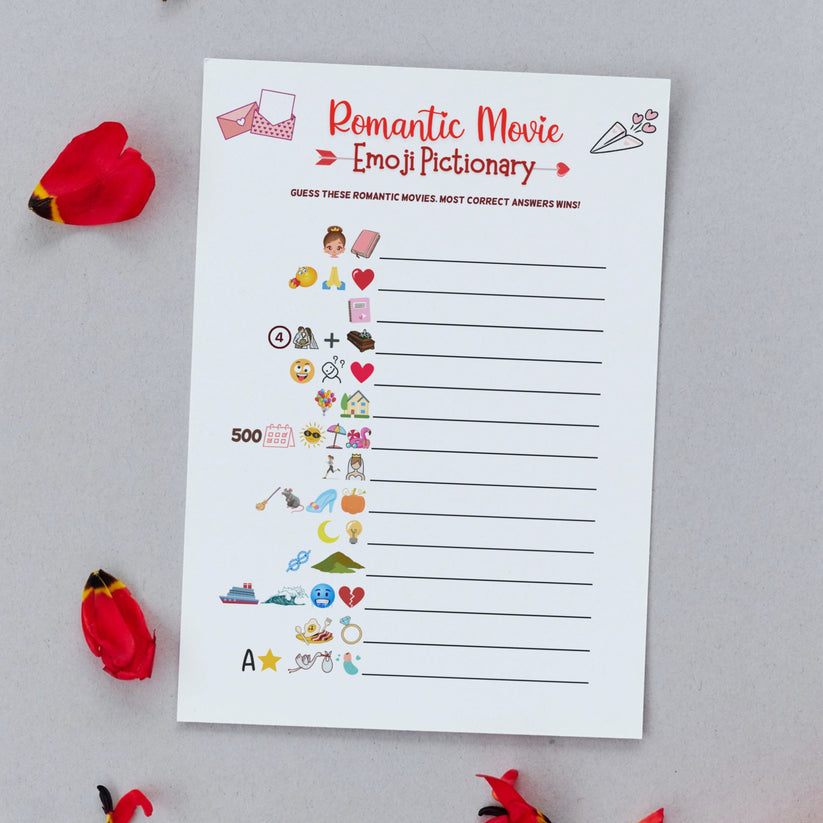Valentines Day Emoji Pictionary Game Printable, Romantic Movie Emoji G ...