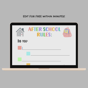 Editable After School Rules Checklist For Kids, Printable Routine Remi ...