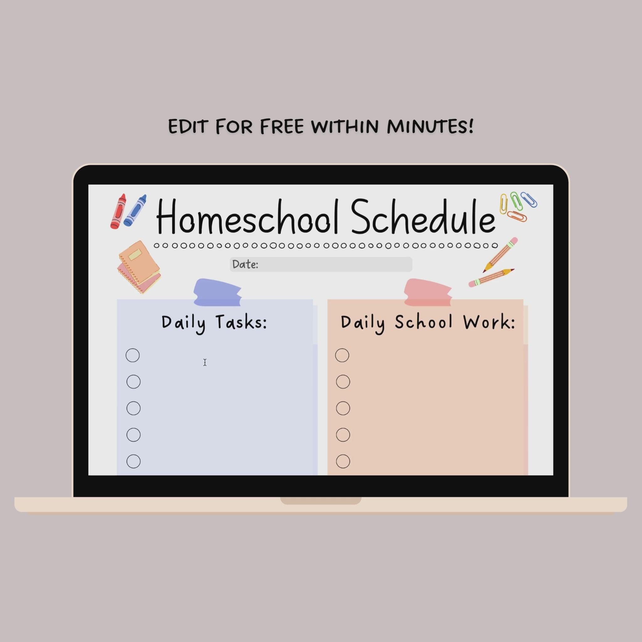 Editable Homeschool Schedule Printable For Kids, Preschool Lesson Plan ...