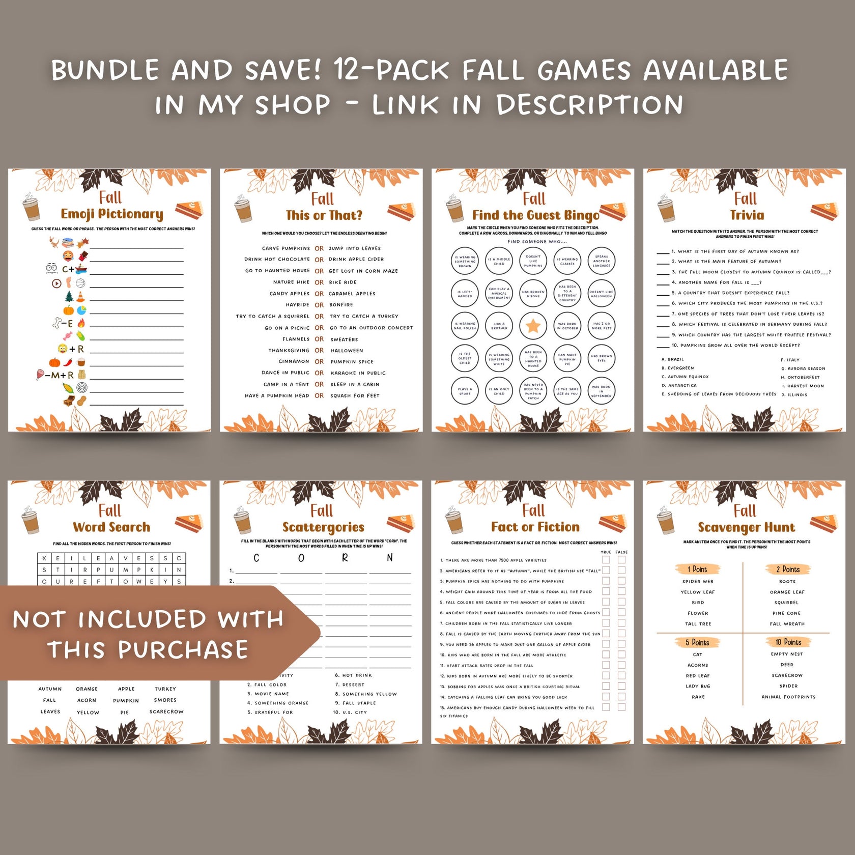 Fall Emoji Pictionary Game Printable, Autumn Family Activity Adults ...