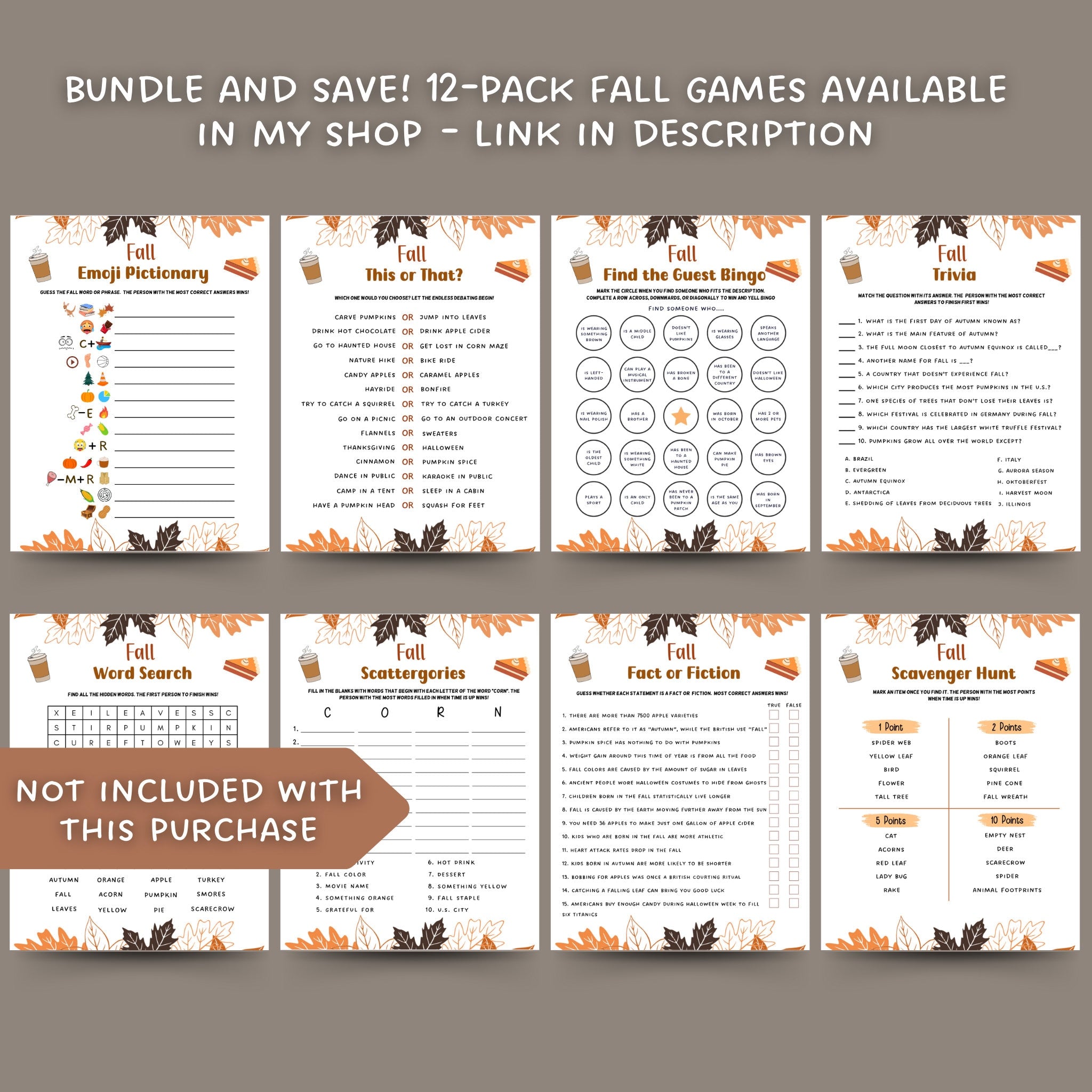 Fall Emoji Pictionary Game Printable, Autumn Family Activity Adults ...