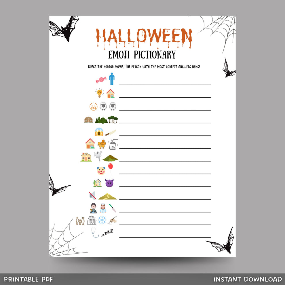Halloween Emoji Pictionary Printable Party Game For Teens/Adults ...
