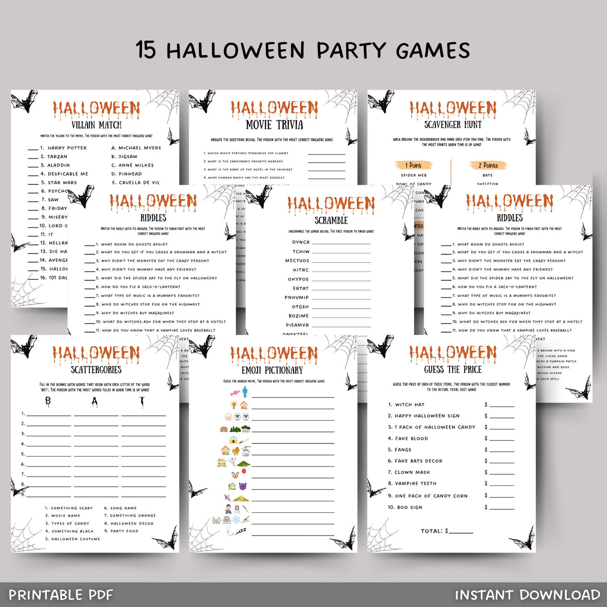 15 Halloween Party Games Printable For Teens/Adults – Scribbled LLC