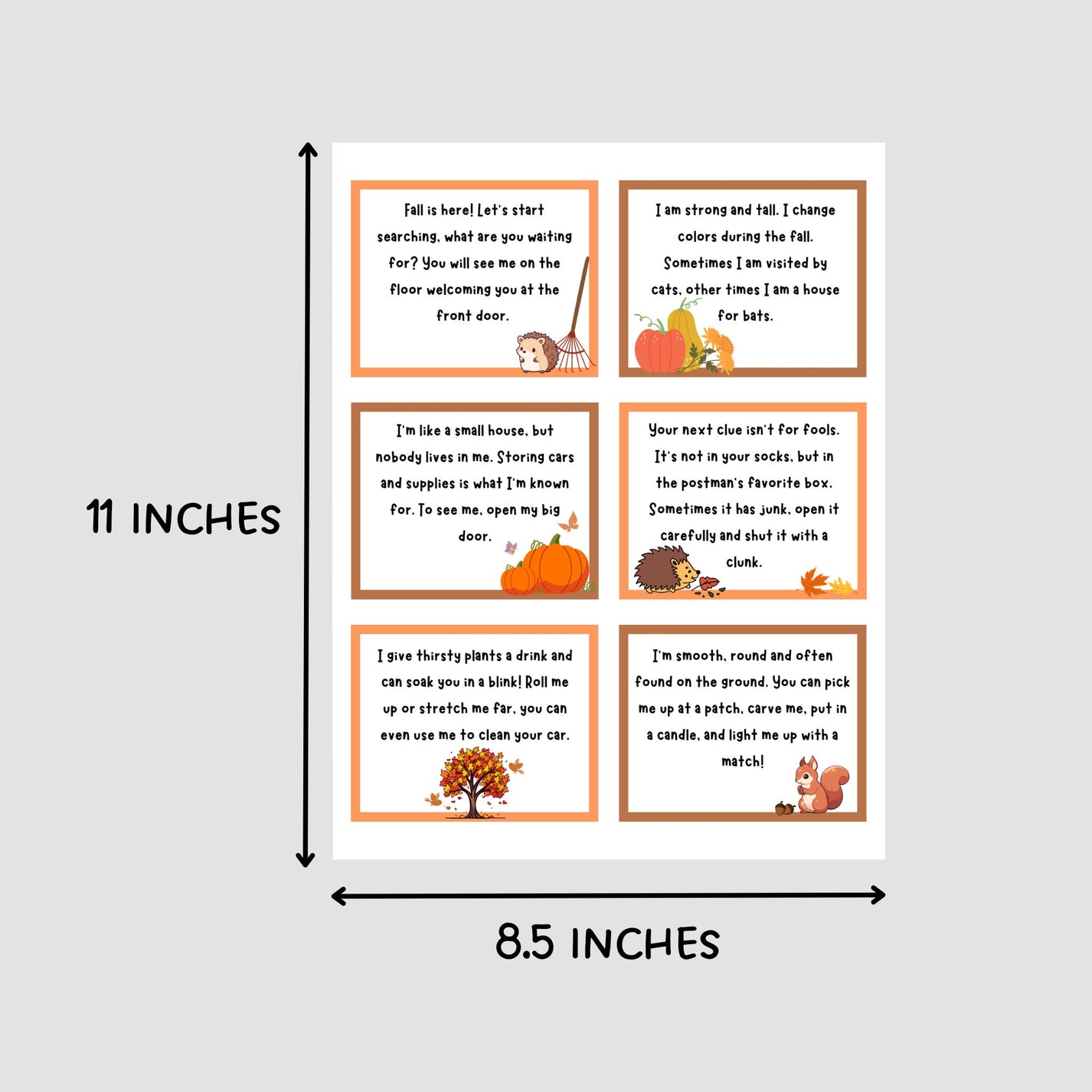 Fall Scavenger Hunt For Kids Printable, Indoor Outdoor Autumn Treasure ...