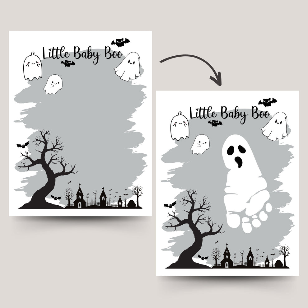 Halloween Handprint & Footprint Crafts Printable, DIY Art For Baby Tod ...