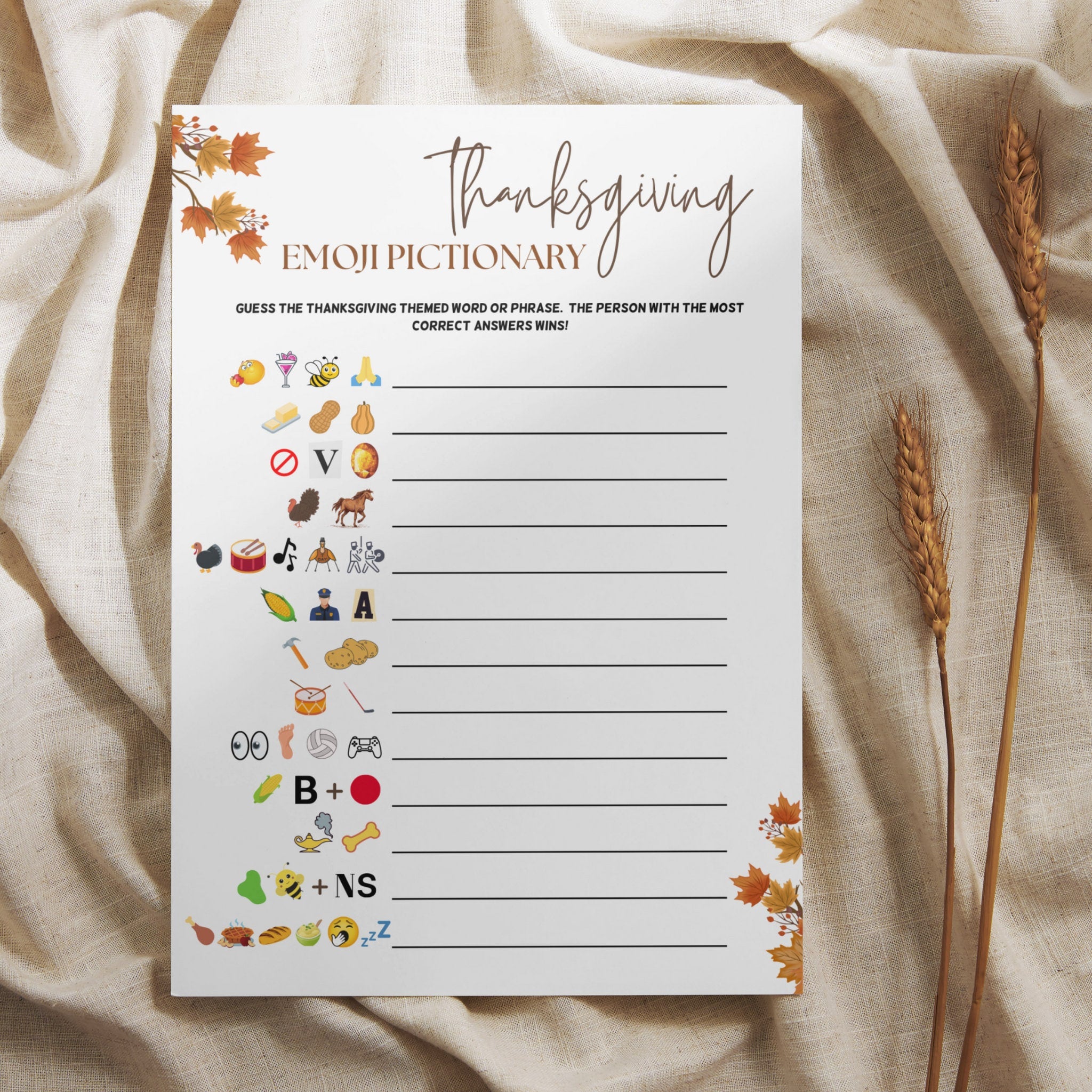 Thanksgiving Games Printable, Friendsgiving Party Activity – Scribbled LLC