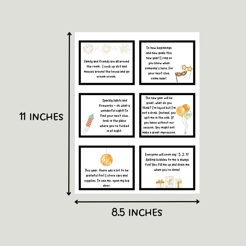 New Years Eve Scavenger Hunt Printable, Treasure Hunt Clues For Kids ...