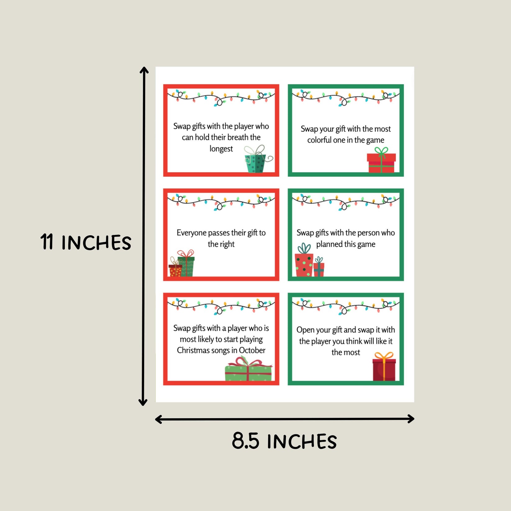 Christmas Gift Exchange Game Printable, White Elephant Yankee Swap ...