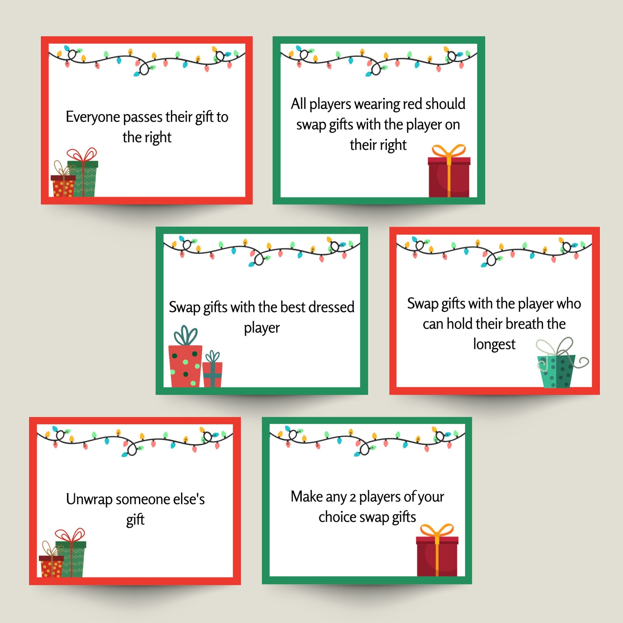 Christmas Gift Exchange Game Printable, White Elephant Yankee Swap – Scribbled LLC