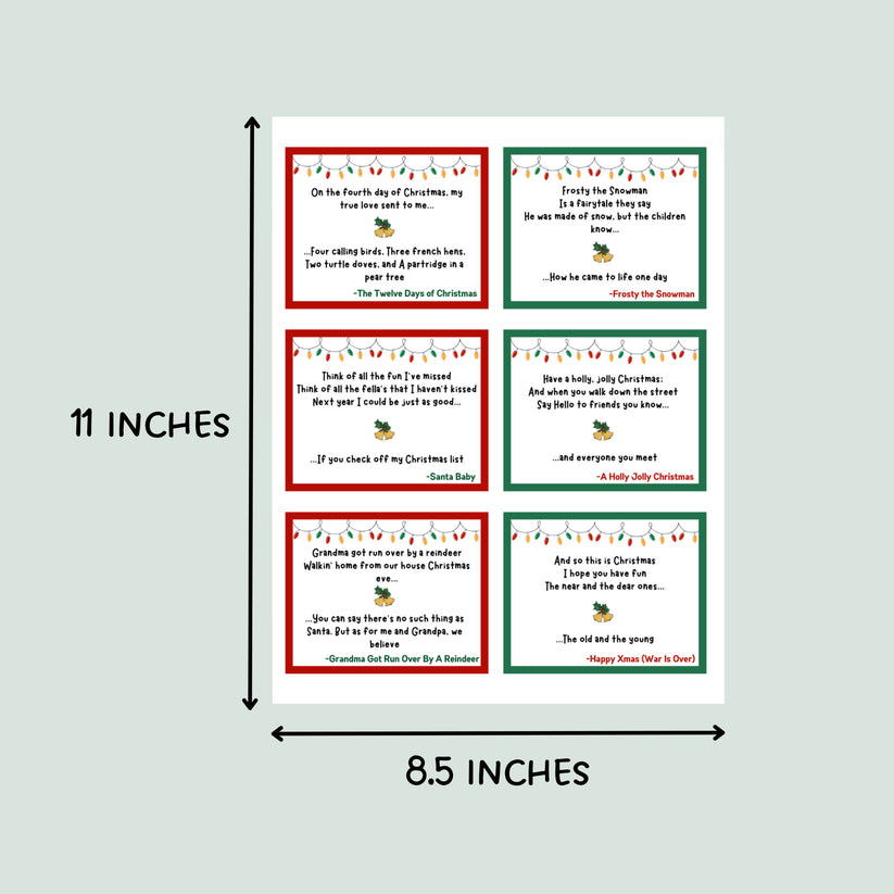 Christmas Finish The Lyric Game Printable, Xmas Carol Finish the Song ...