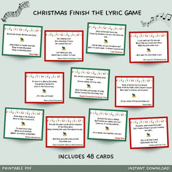 Christmas Finish The Lyric Game Printable, Xmas Carol Finish the Song ...