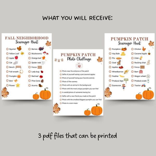 Pumpkin Patch Printables For Kids, Fall Scavenger Hunt, Photo Challeng ...