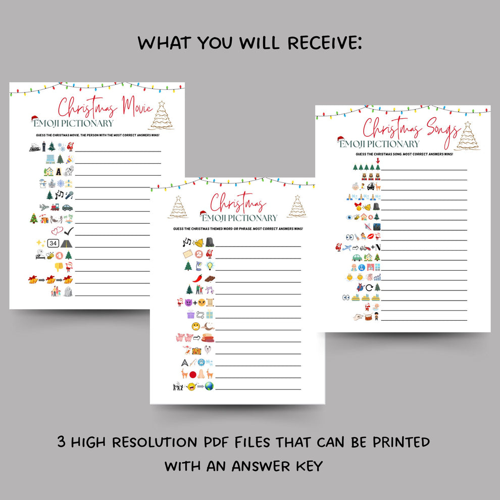 Christmas Emoji Pictionary Games Printable – Scribbled LLC