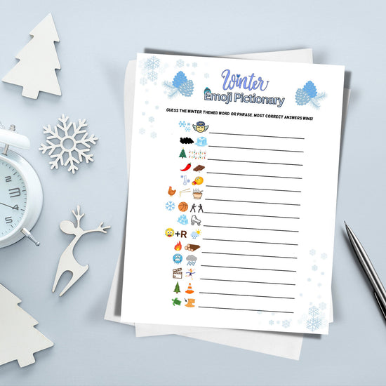 Winter Emoji Pictionary Game Printable – Scribbled LLC