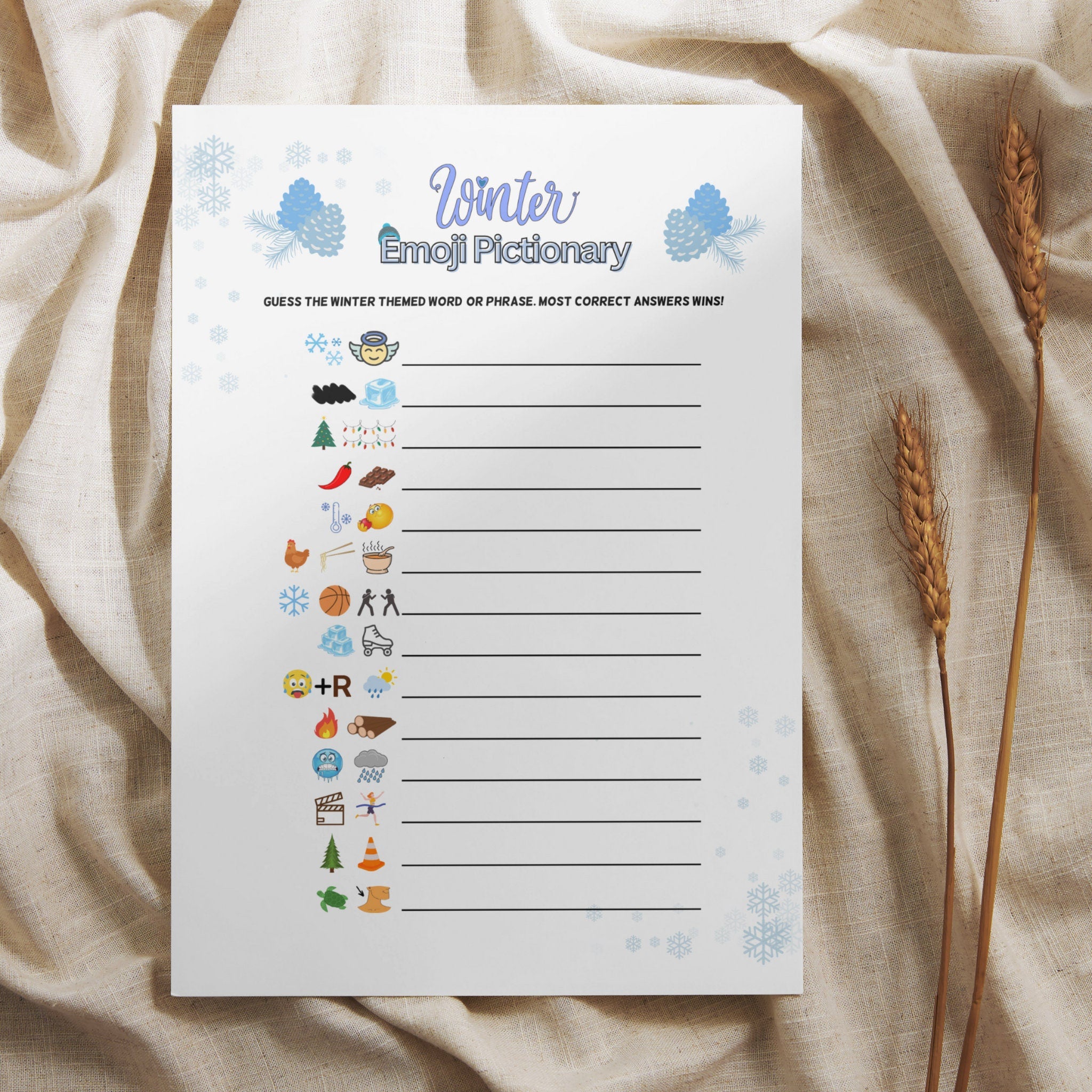 Winter Emoji Pictionary Game Printable – Scribbled LLC