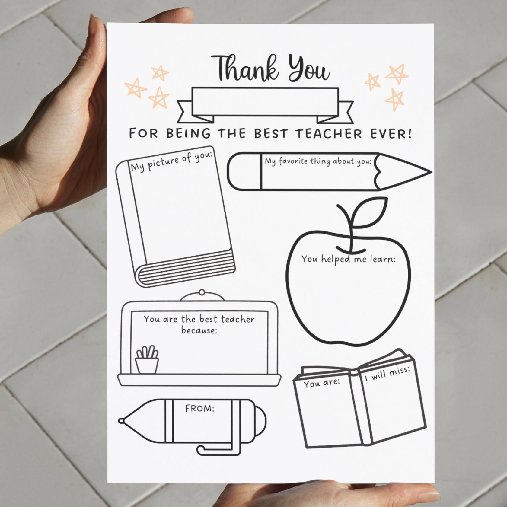 Thank You Teacher Gift Printable, Teacher Appreciation End of School Y ...