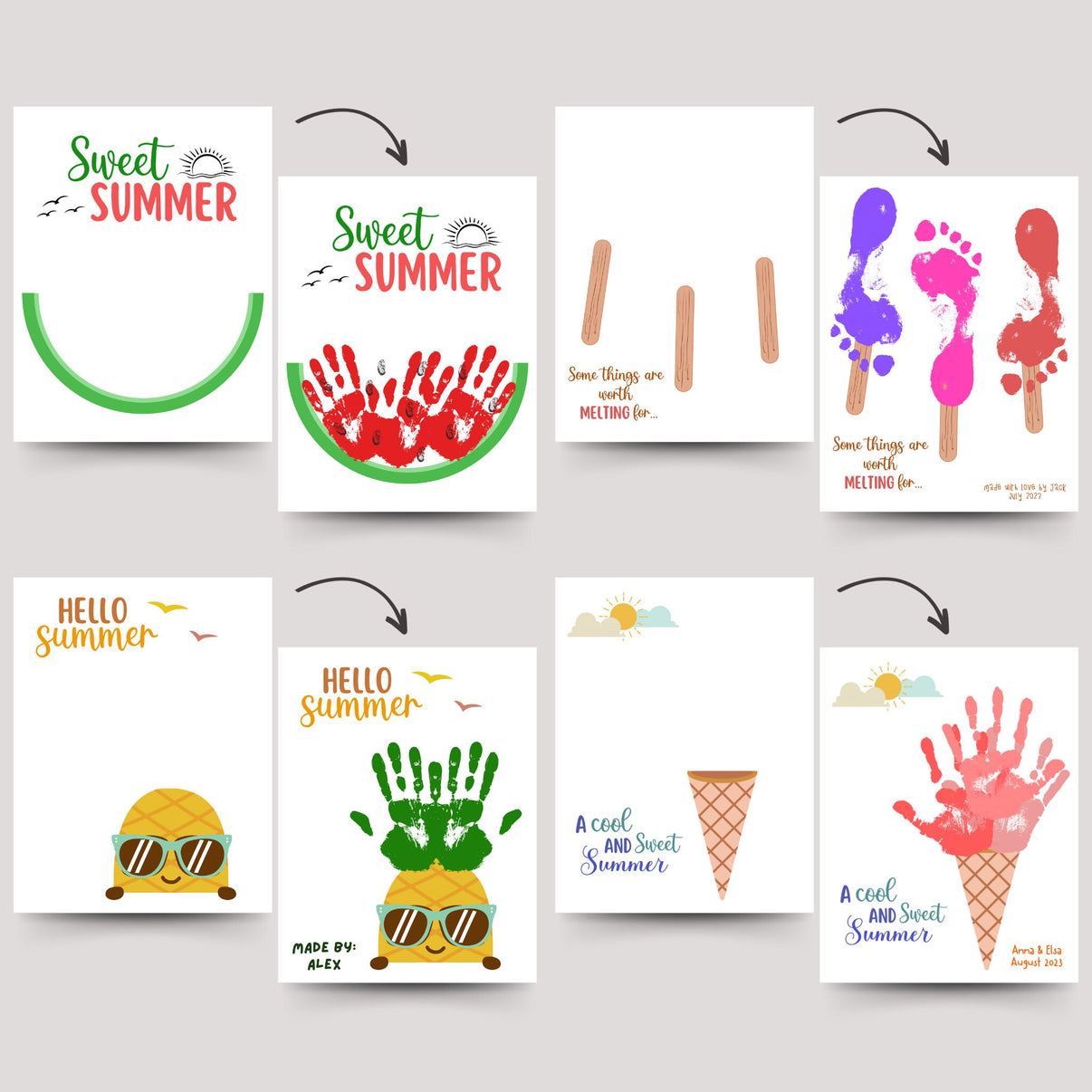 Summer Handprint Craft Printable, Footprint Art for Kids – Scribbled LLC