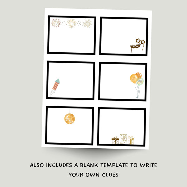 New Years Eve Scavenger Hunt Printable, Treasure Hunt Clues For Kids ...