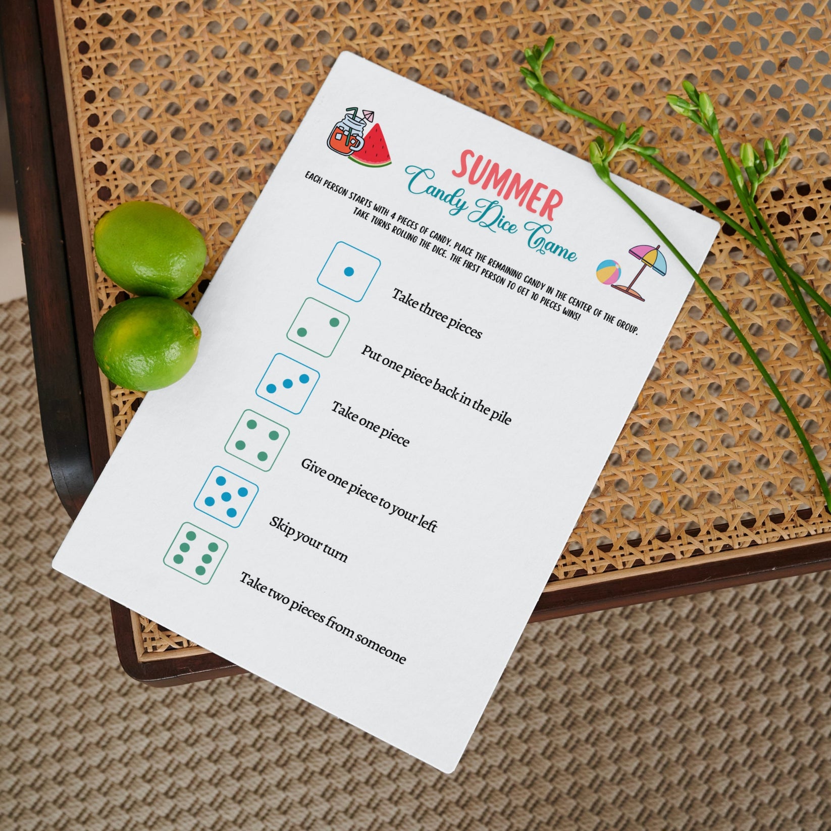 Summer Candy Dice Game Printable – Scribbled LLC