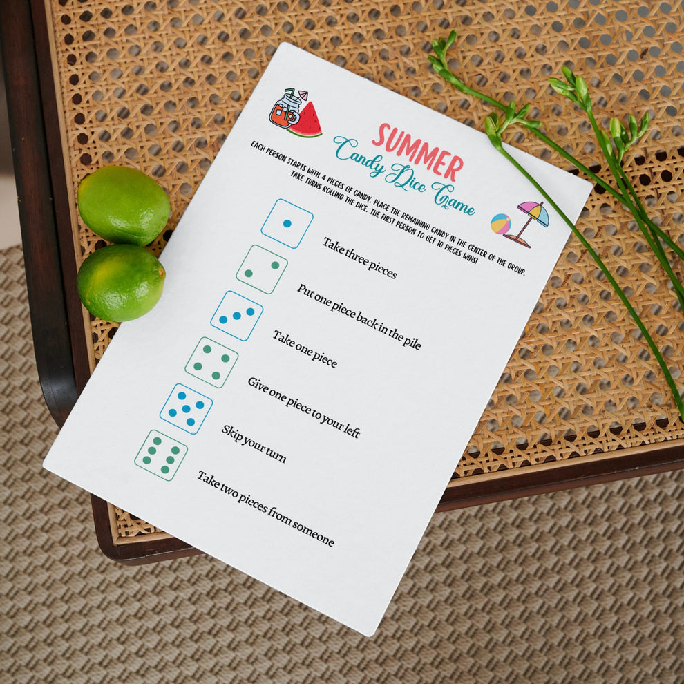 Summer Candy Dice Game Printable – Scribbled LLC