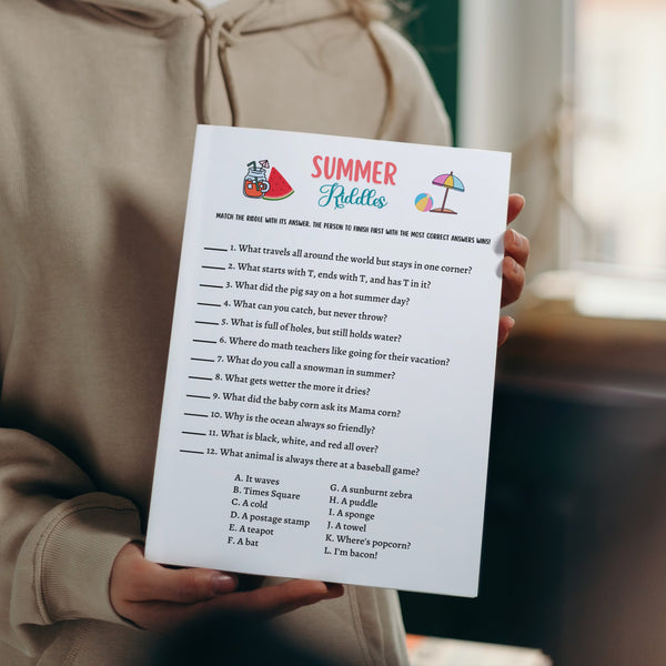 Summer Riddles Game Printable, Iconic Food Pairs Match Activity ...