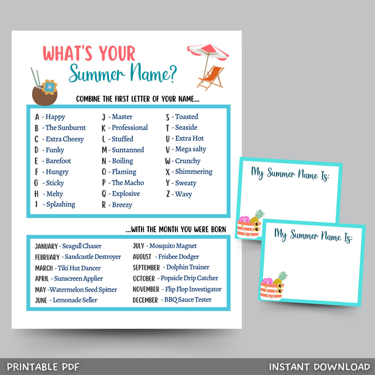 What’s Your Summer Name Game Printable, Icebreaker Activity – Scribbled LLC