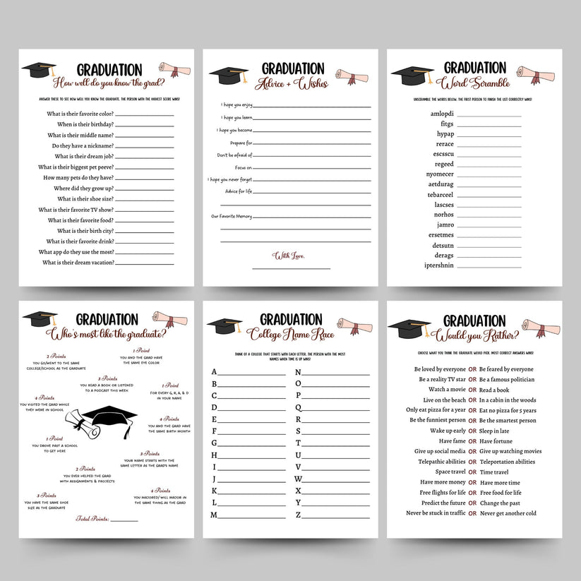 Graduation Party Games Bundle Printable – Scribbled LLC