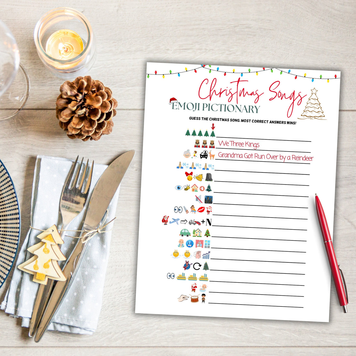 Christmas Songs Emoji Pictionary Game Printable – Scribbled LLC