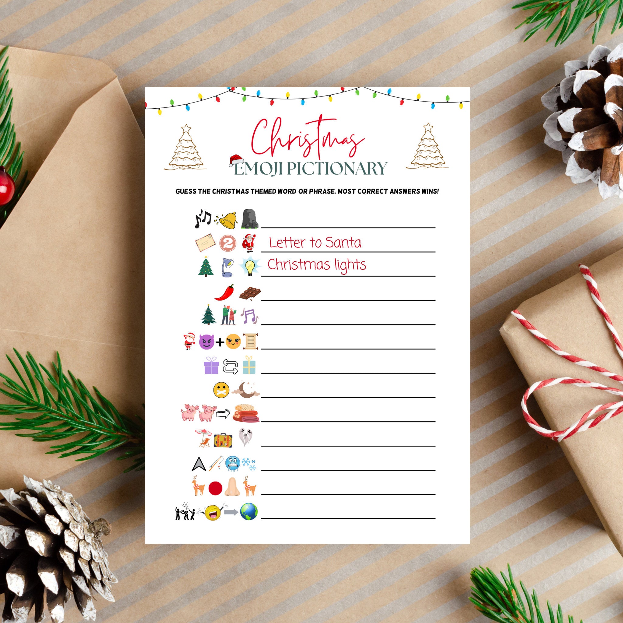 Christmas Emoji Pictionary Games Printable – Scribbled LLC