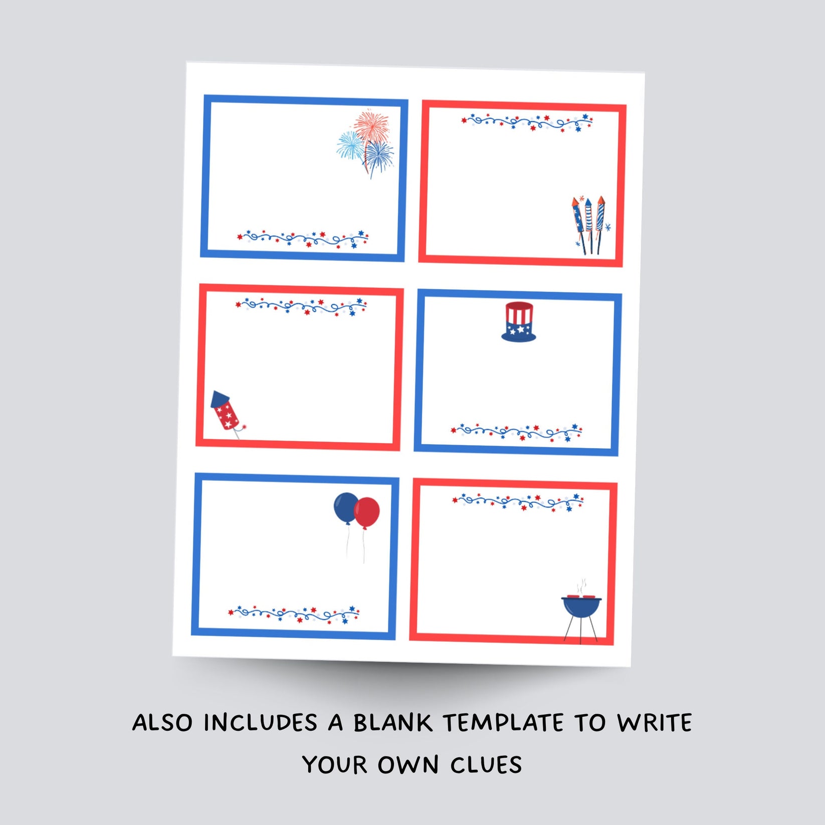 4th of July Treasure Hunt Printable, Kids Outdoor Scavenger Hunt Clues ...