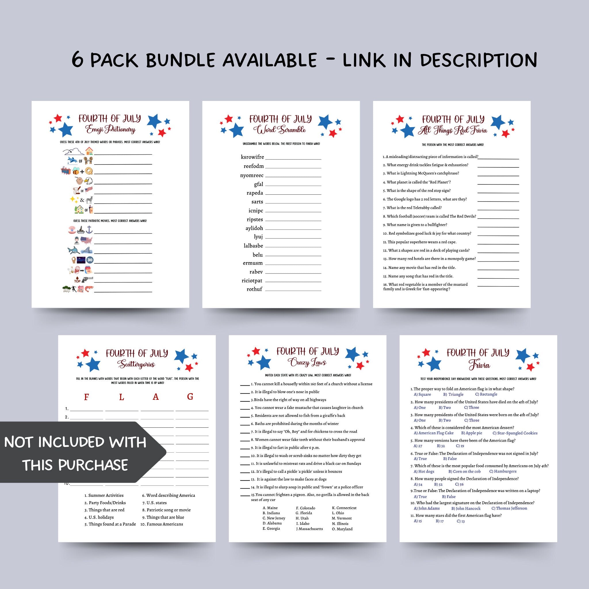 July 4th Emoji Pictionary Game Printable, Independence Day Party Famil ...