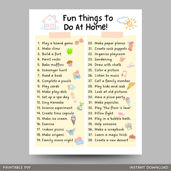Play Routine Chart For Kids, Fun Home Activities Printable – Scribbled LLC