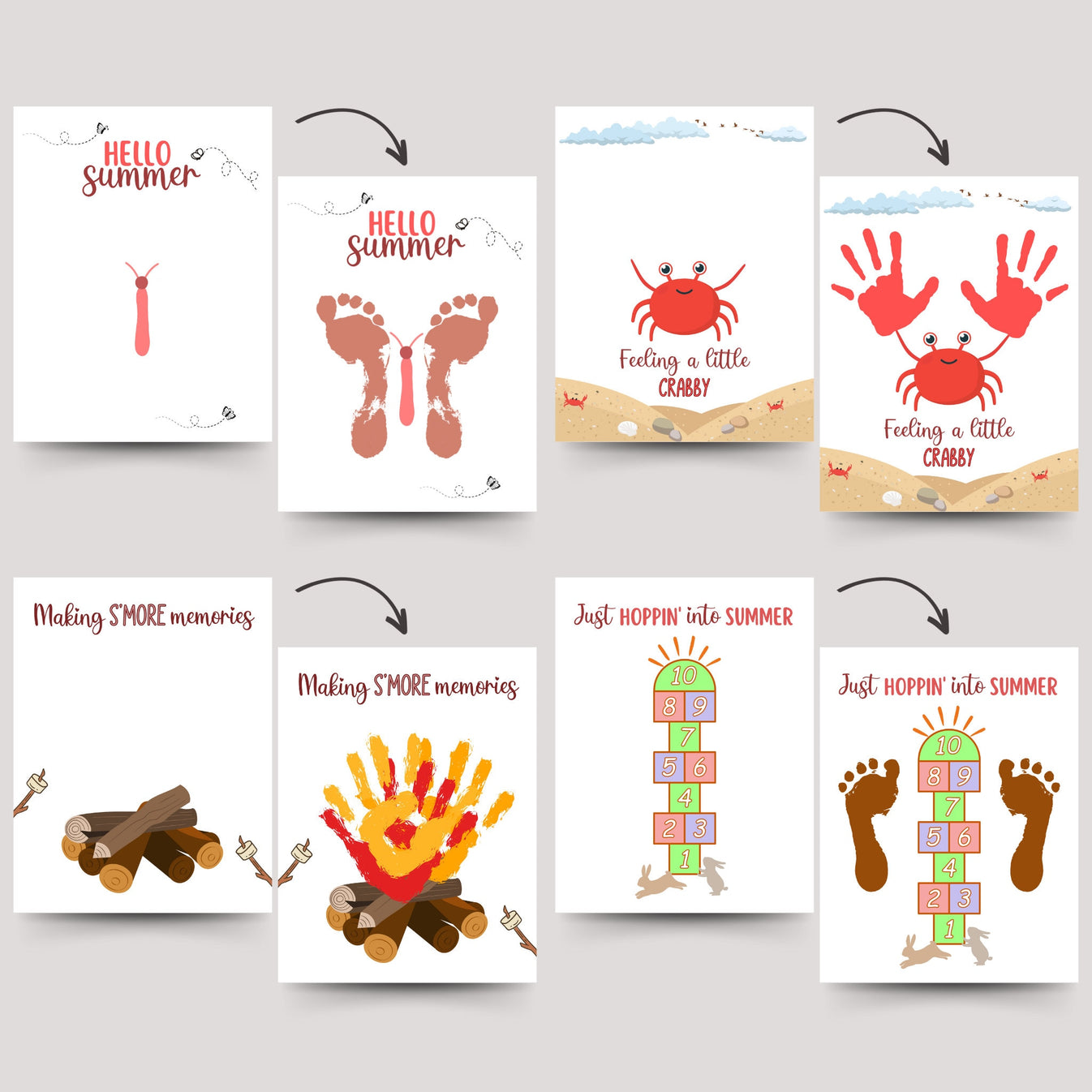 Summer Handprint Craft Printable, Footprint Art for Kids – Scribbled LLC