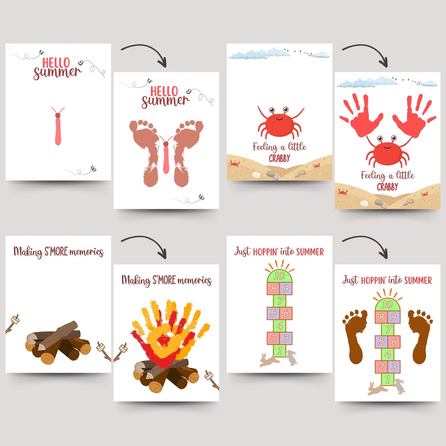 Summer Handprint Craft Printable, Footprint Art for Kids – Scribbled LLC