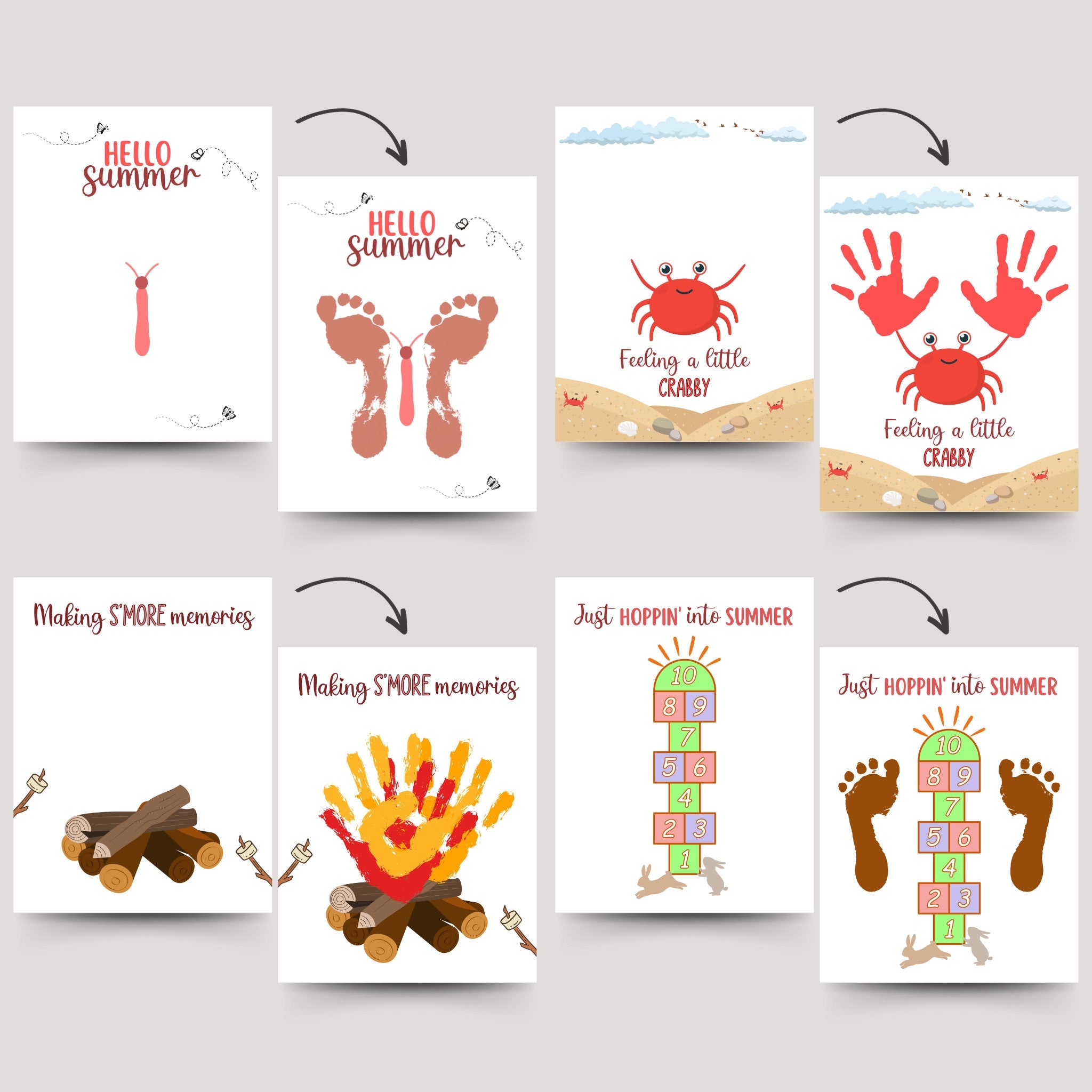 Summer Handprint Craft Printable, Footprint Art for Kids – Scribbled LLC