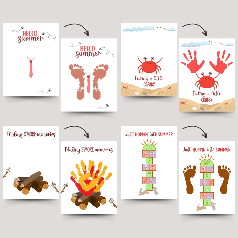 Summer Handprint Craft Printable, Footprint Art for Kids – Scribbled LLC