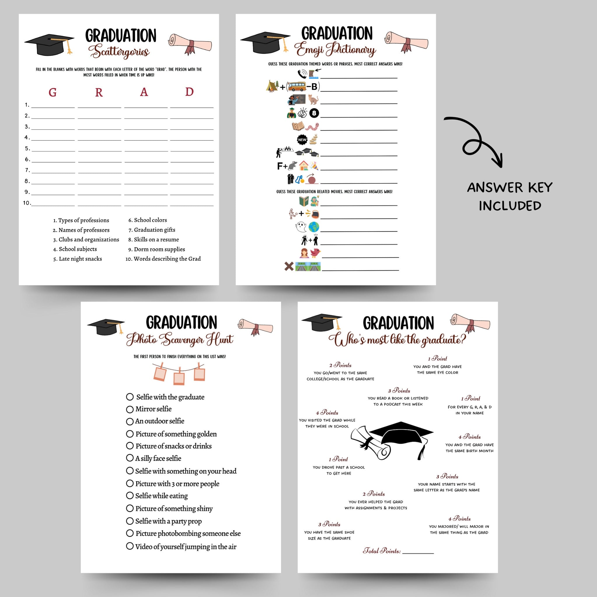 Graduation Party Games Printable, Grad Day Activity Ideas – Scribbled LLC