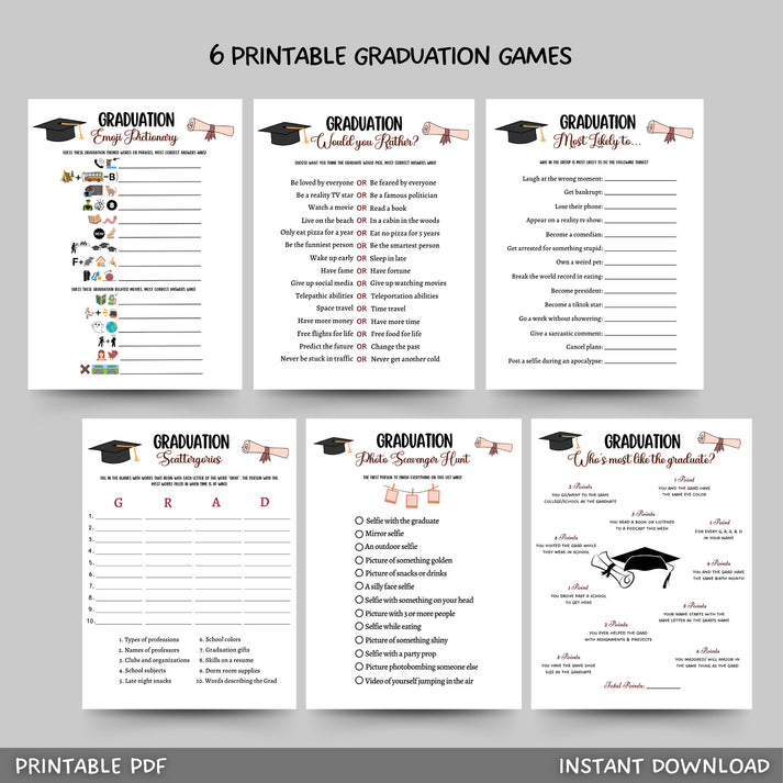 Graduation Party Games Printable, Grad Day Activity Ideas – Scribbled LLC