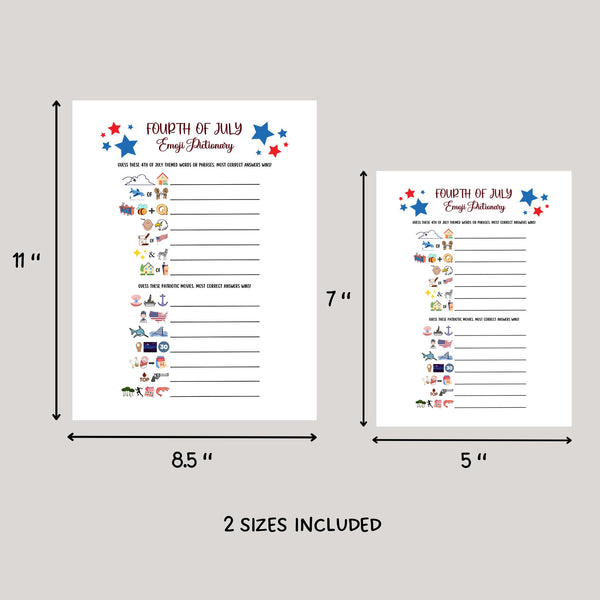 July 4th Emoji Pictionary Game Printable, Independence Day Party Famil ...
