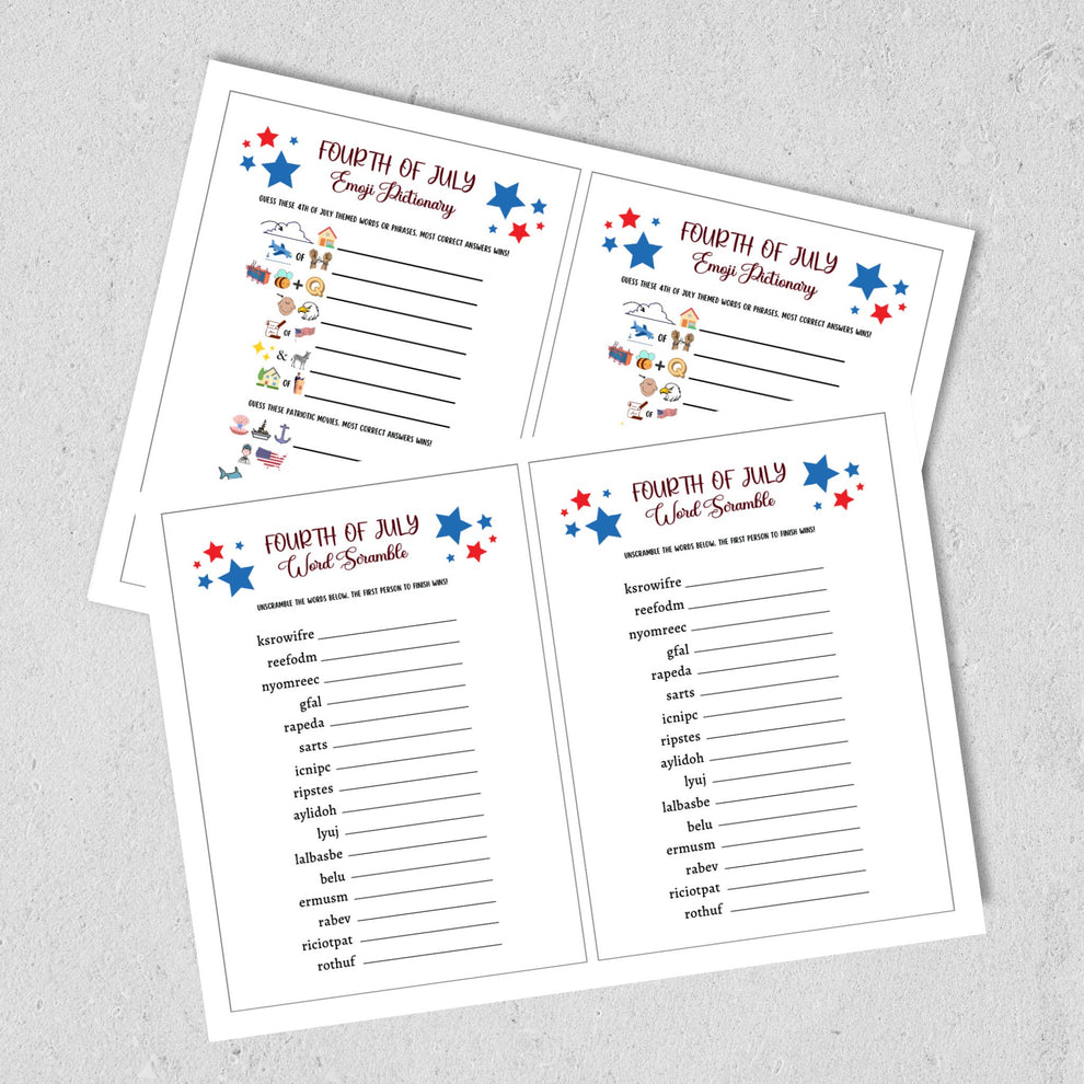Independence Day Patriotic Party Games Printable, 4th of July Family A ...