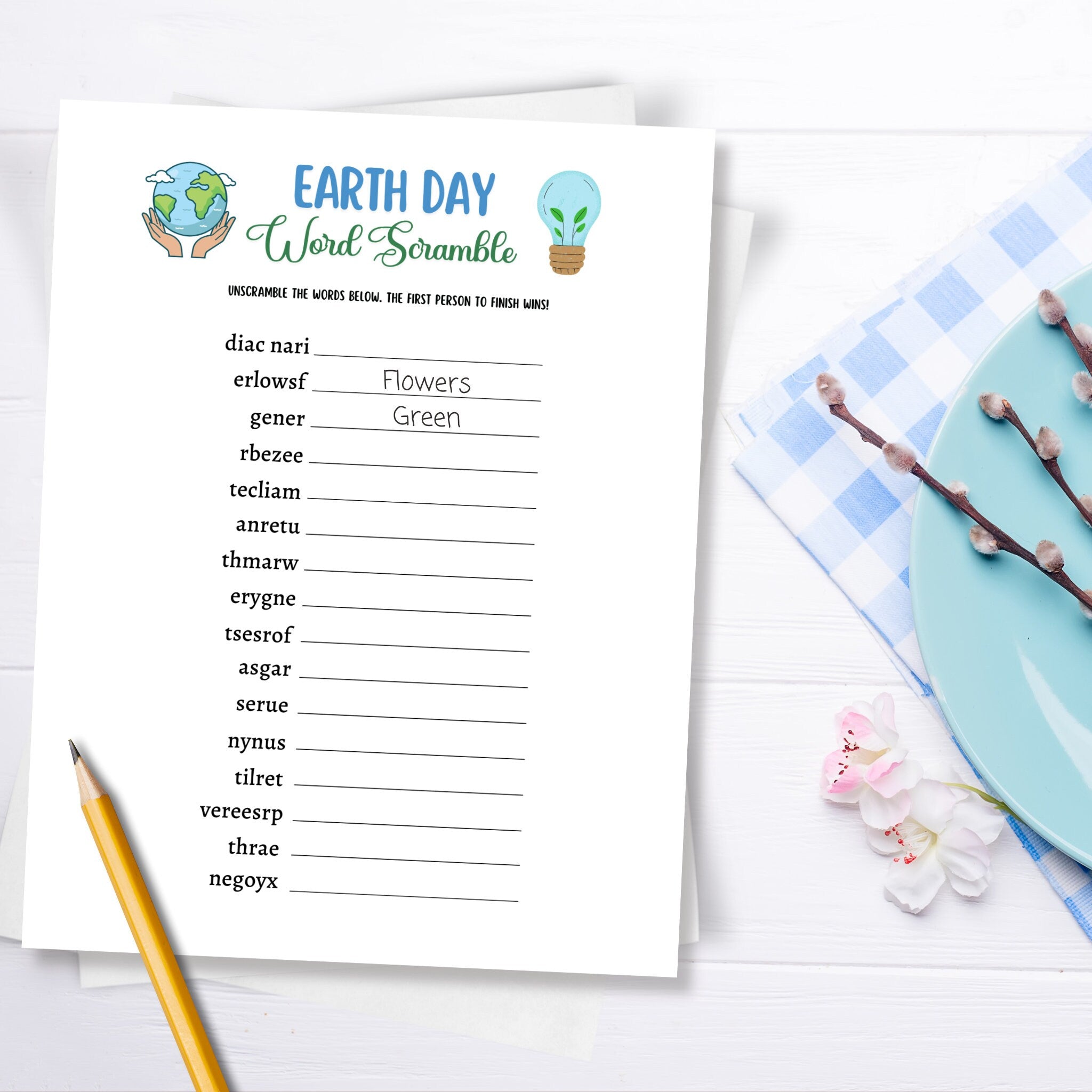 Earth Day Word Search & Word Scramble Game Printable Activity for Kids ...