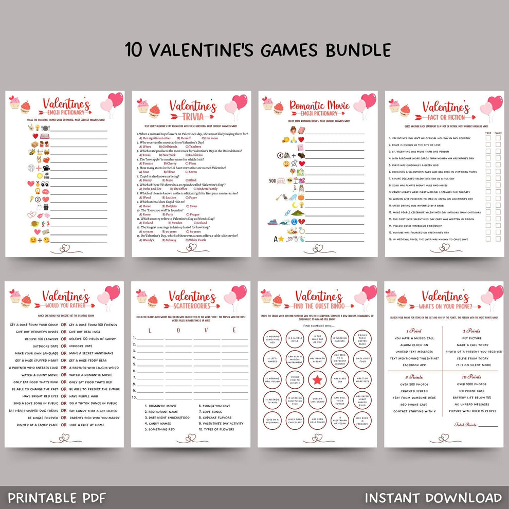 Valentines Day Games Printable For Adults, Fun Party Activity ...