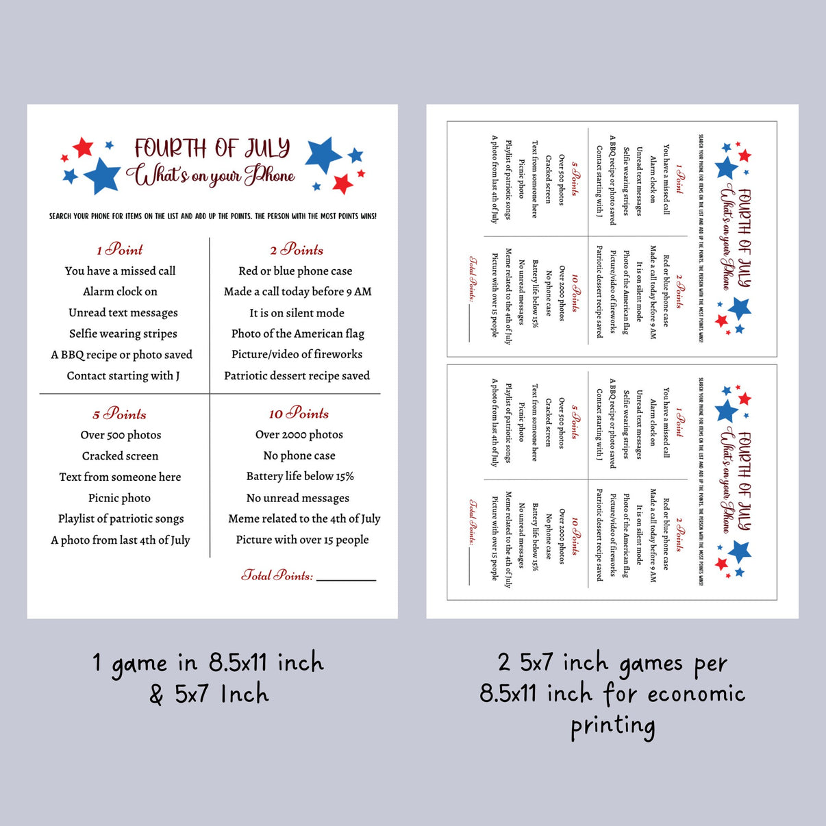 Independence Day Patriotic Party Games Printable, 4th of July Family A ...